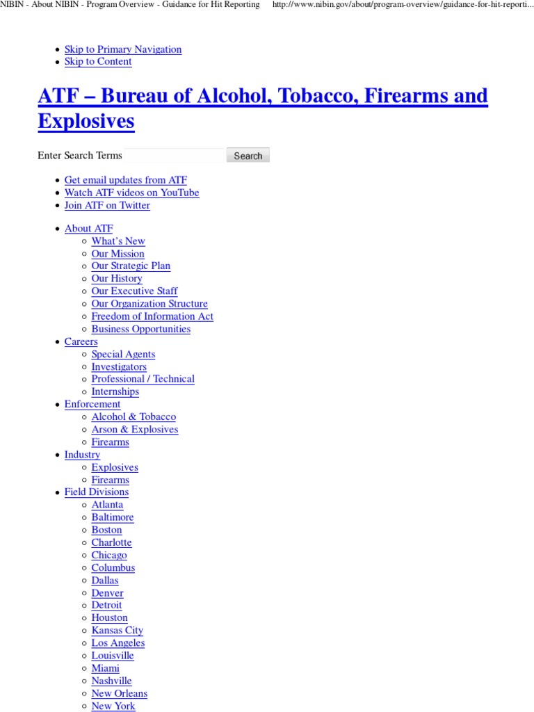 NIBIN Hit Reporting Guidance | PDF | Bureau Of Alcohol | Government ...