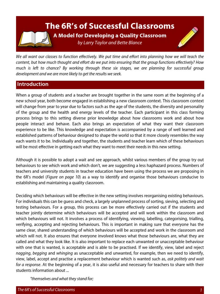 The 6R's of Successful Classrooms | PDF | Classroom | Teachers