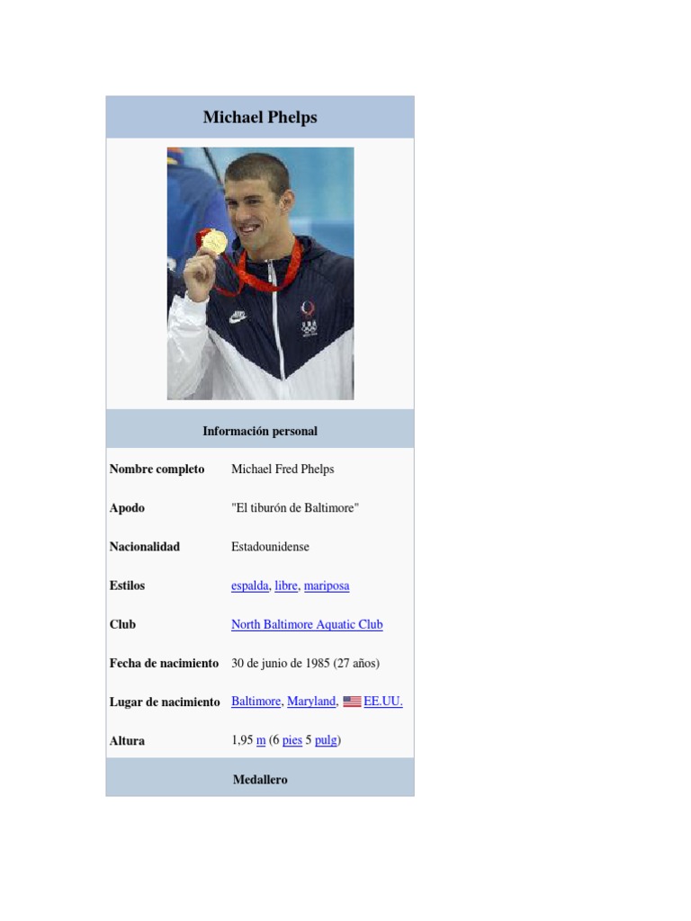 Biografía de Michael Phelps | PDF | Juegos Olímpicos de verano ...