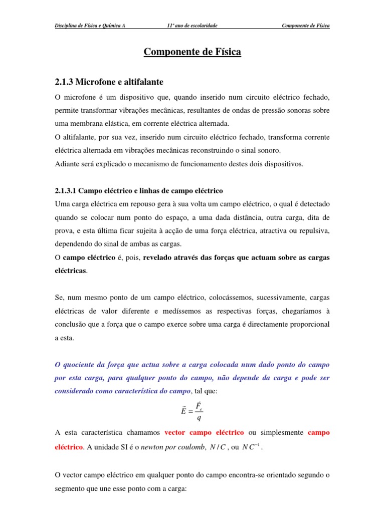 Resumos Fisica 11 Ano | PDF