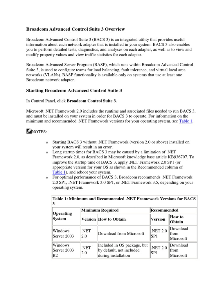 Configure NIC Teaming Broadcom Advanced Control Suite 3 Overview | PDF ...