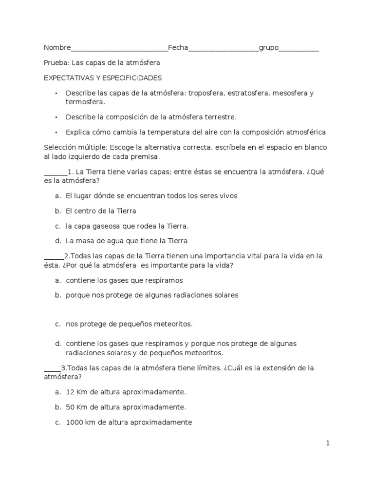 prueba capas de la atmósfera | Atmósfera | Tierra