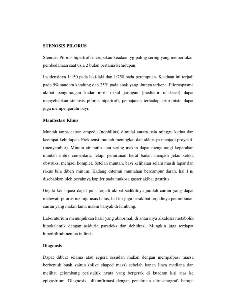 Stenosis Pilorus | PDF