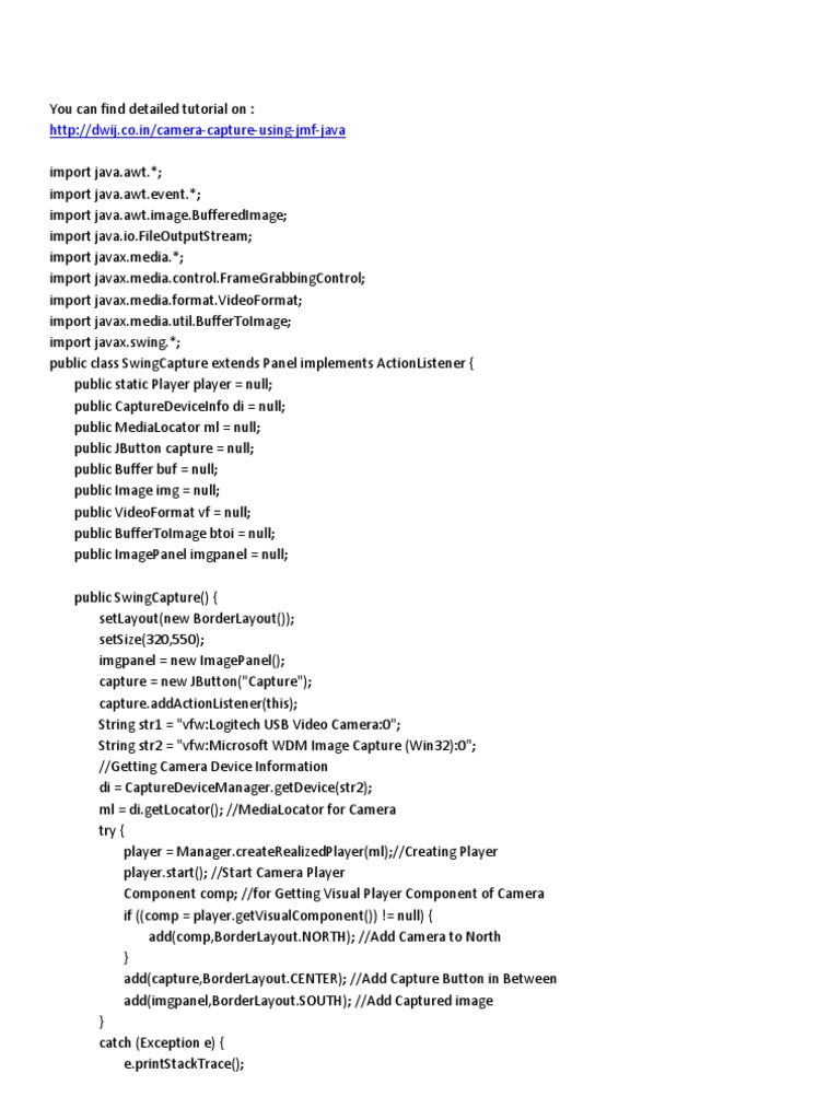Capture Camera Using JMF | PDF | Computer Engineering | Computing Platforms