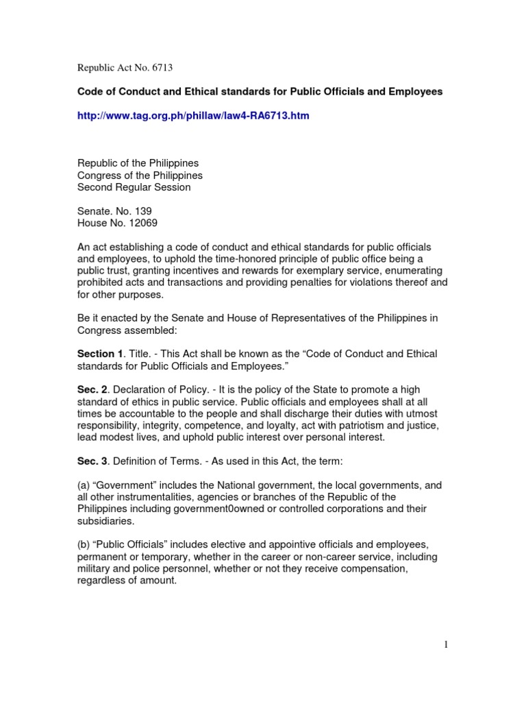 Philippines Code of Conduct | Download Free PDF | Mergers And ...