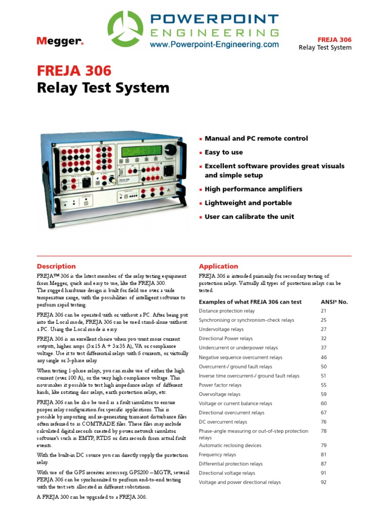 Megger FREJA 306 | PDF | Relay | Direct Current