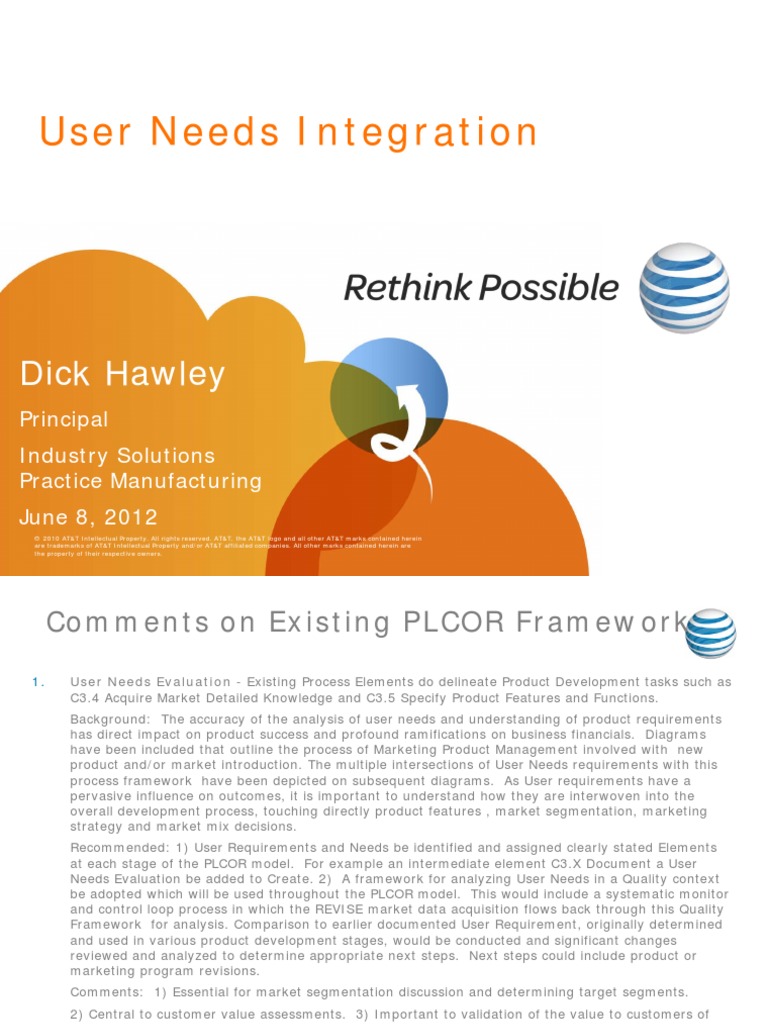 User Needs - Plcor Dcor Scor Ccor - Hawley - 6-8-12 v1 | PDF | Market ...