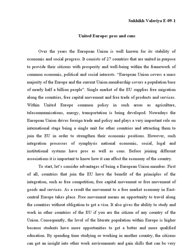 Pros and cons of EU membership: economic and political impacts | PDF ...