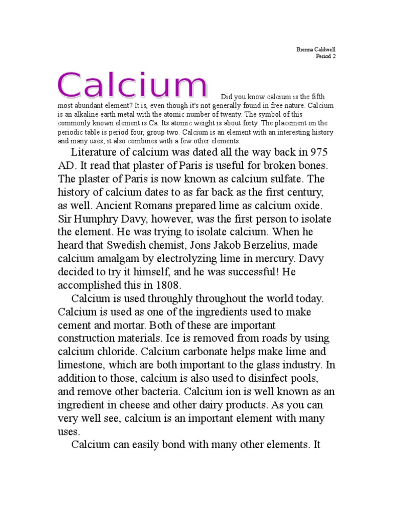 Importance and Uses of Calcium | PDF