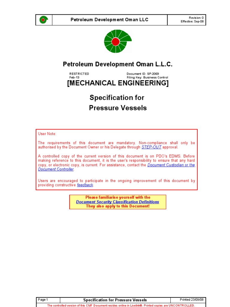 Pressure Vessel | PDF | Specification (Technical Standard ...