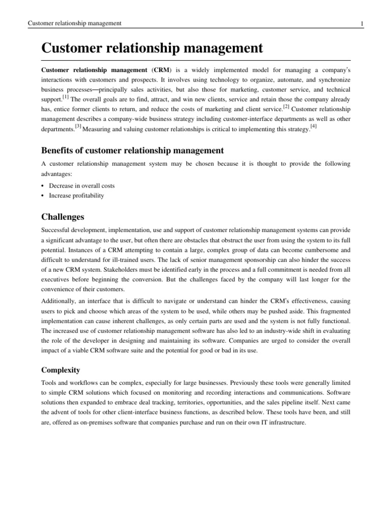 Benefits of Customer Relationship Management | PDF | Customer ...