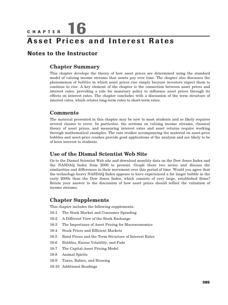 Asset Prices and Interest Rates: Notes To The Instructor | PDF | Yield ...
