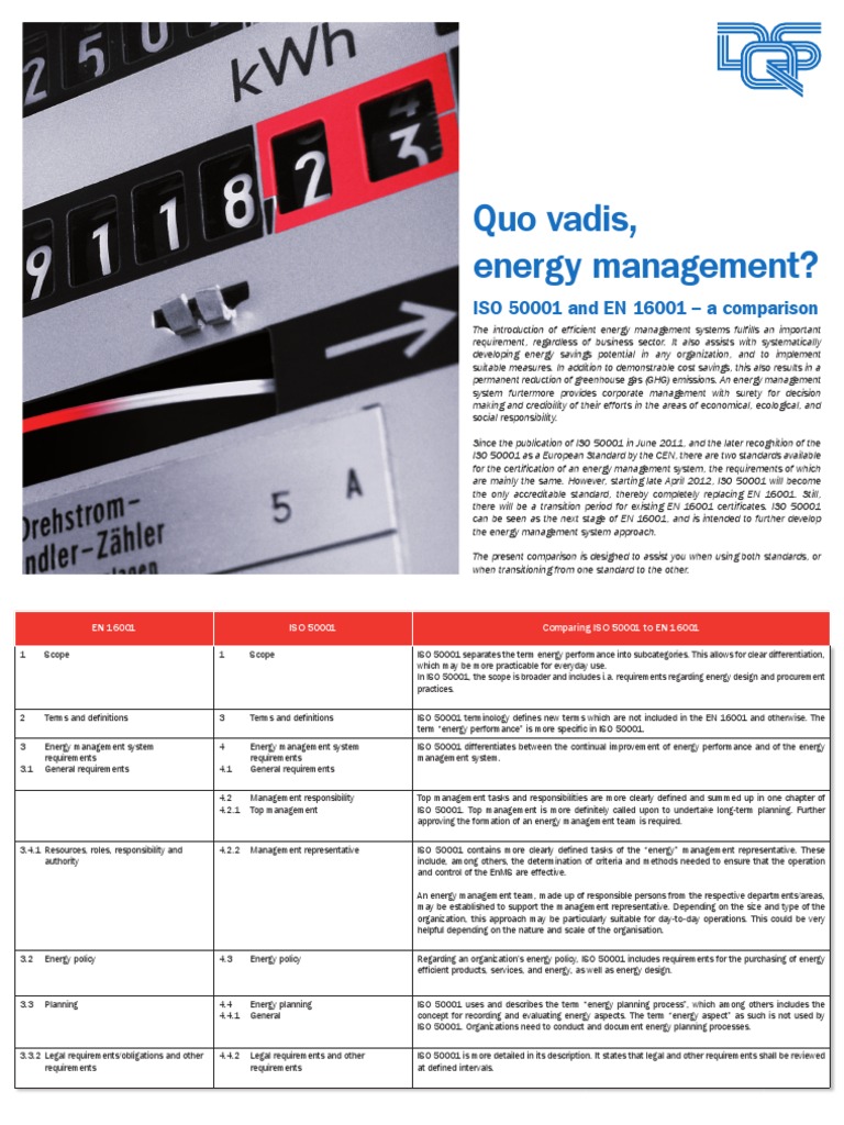 Quo Vadis, Energy Management?: ISO 50001 and EN 16001 - A Comparison ...
