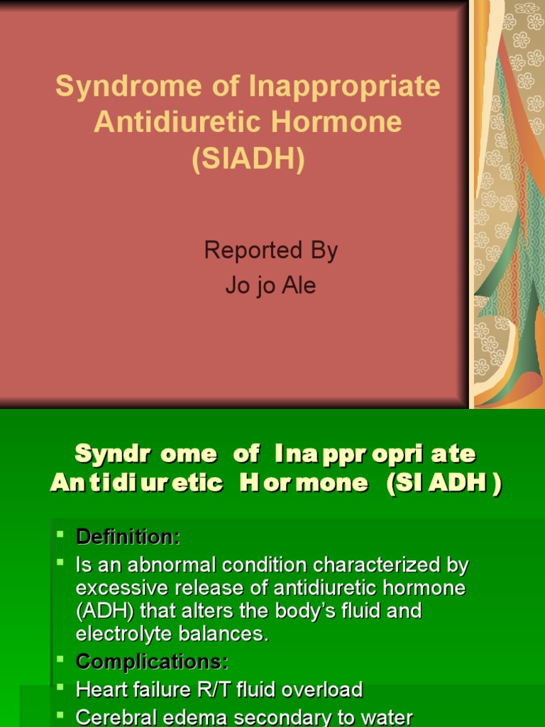 Siadh | PDF | Organ (Anatomy) | Medical Specialties