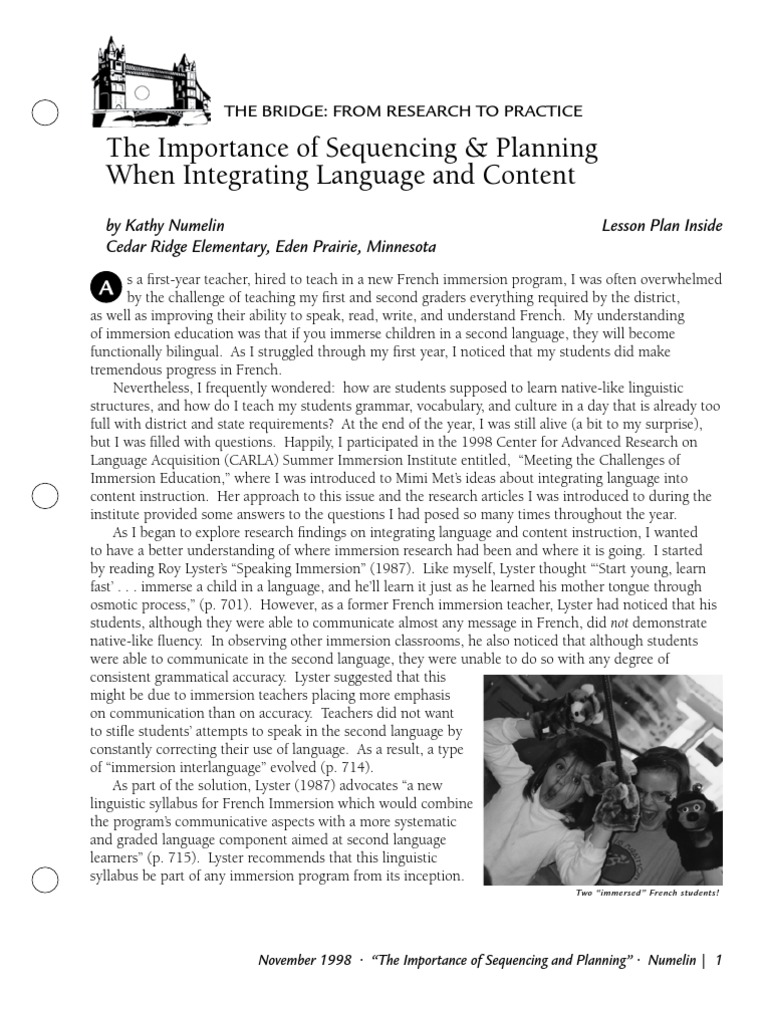 Sequencing Language in Immersion Education | PDF | Second Language ...