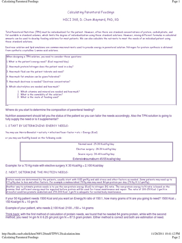 Calculating Parenteral Feedings | PDF | Chloride | Sodium
