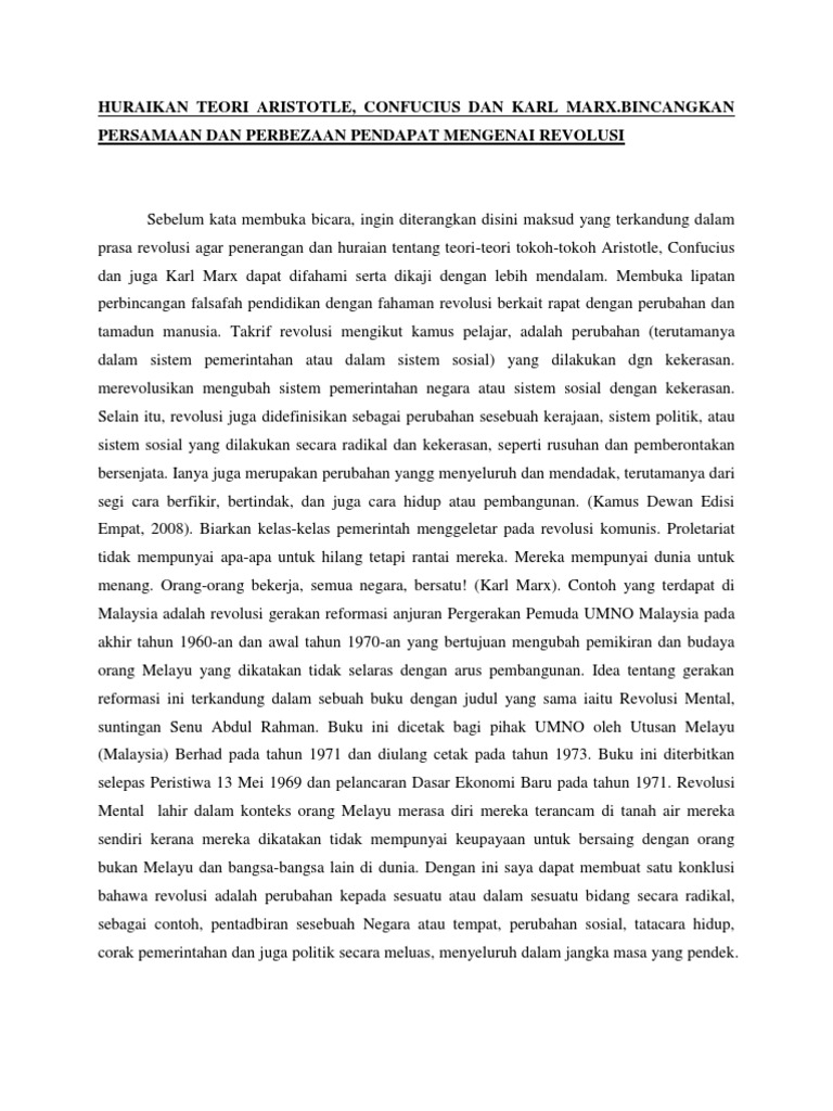 Teori Revolusi: Aristotle, Confucius, Marx | PDF