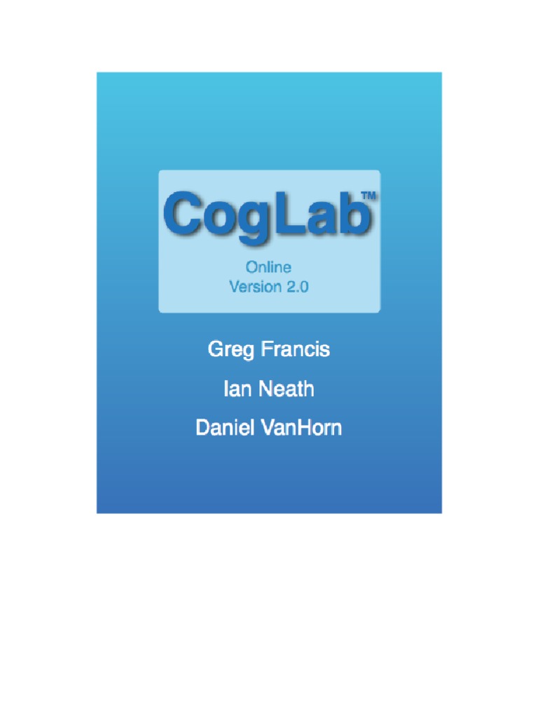 CogLab Student Manual | PDF | Attention | World Wide Web