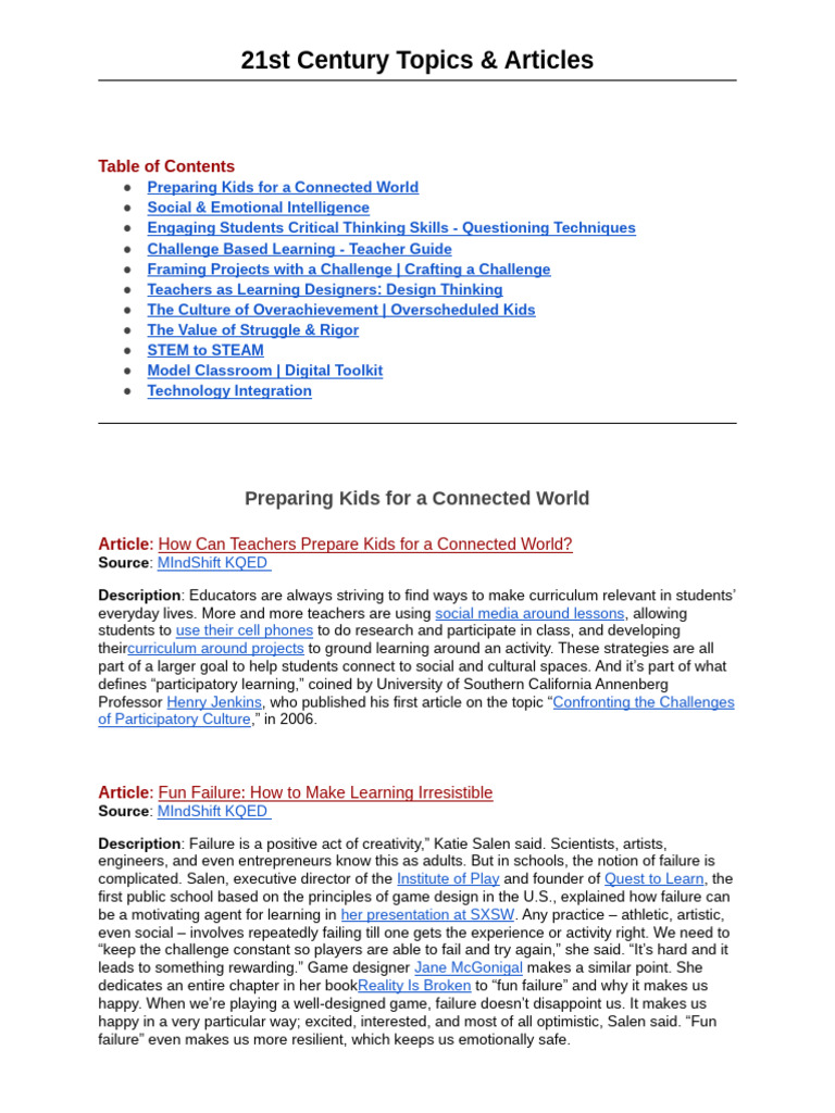 21st Century Topics & Articles | Download Free PDF | Design Thinking ...