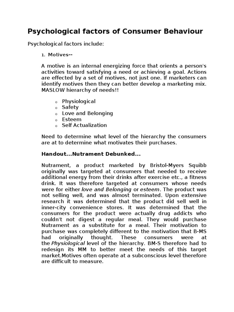 Psychological Factors of Consumer Behaviour | Download Free PDF ...