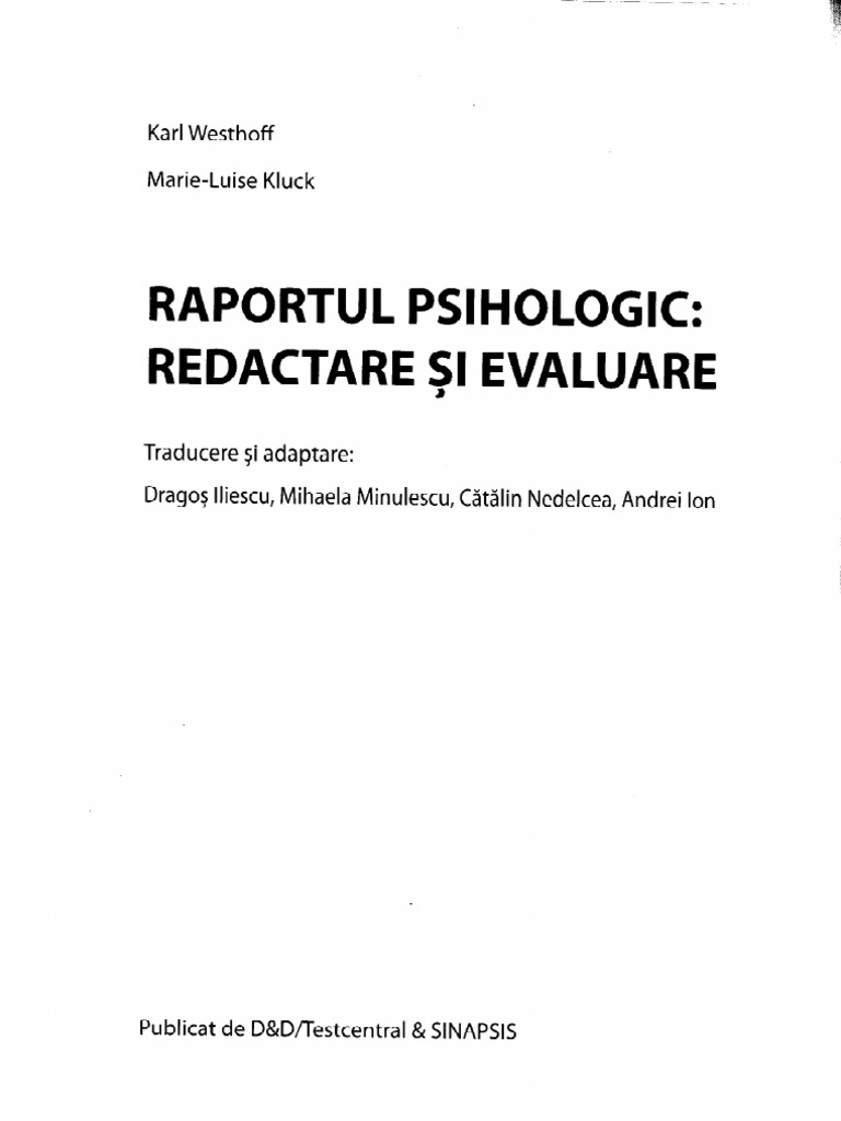Raportul Psihologic - Redactare Si Evaluare 1 | PDF