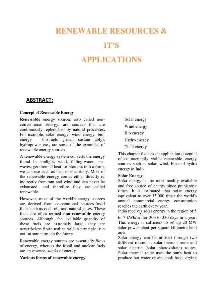 Renewable Energy Applications | PDF | Wind Power | Solar Energy