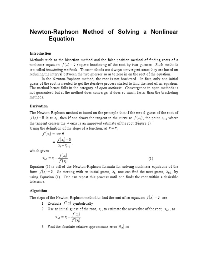 Non Linear Equations Pdf Algorithms And Data Structures Mathematical Analysis