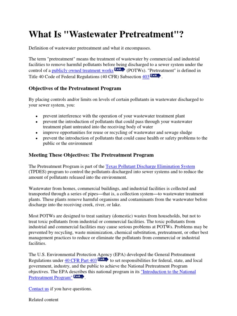 What Is "Wastewater Pretreatment"?: Objectives of The Pretreatment ...