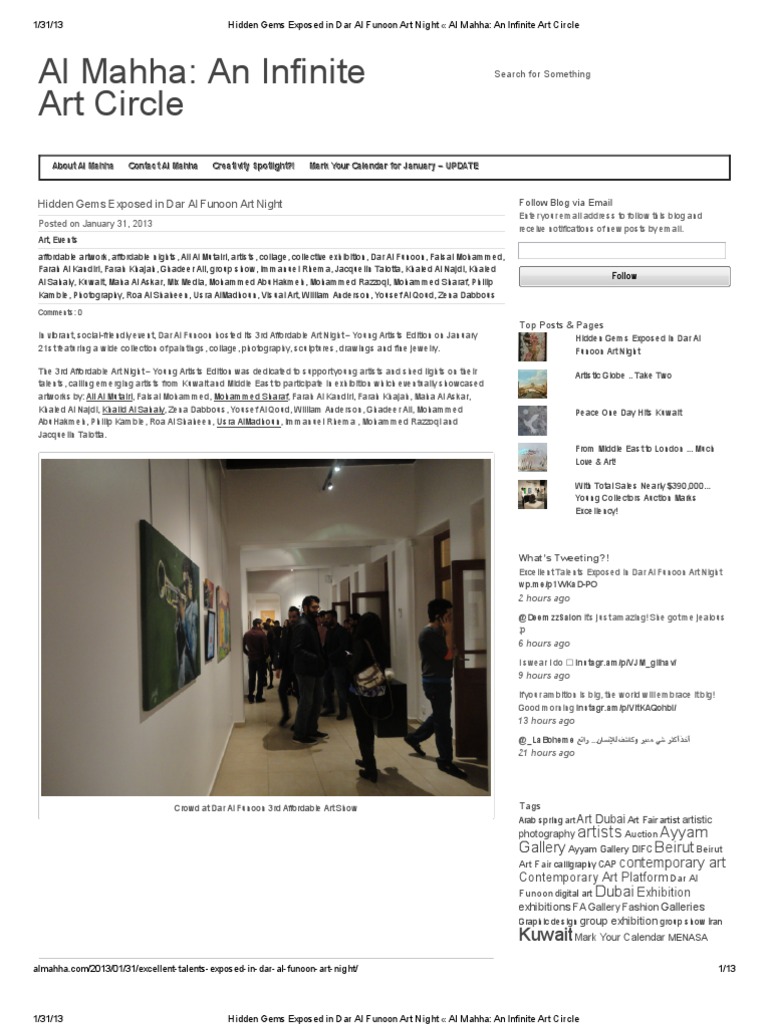 Hidden Gems Exposed in Dar Al Funoon Art Night Al Mahha - An Infinite ...
