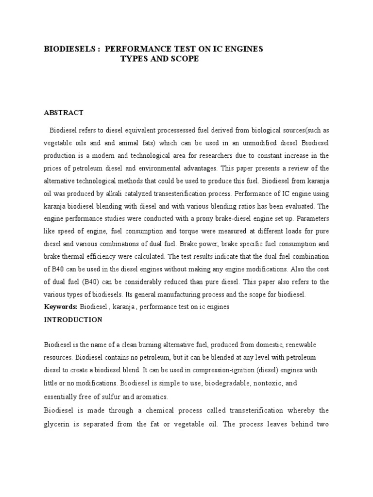Performance of IC Engine With Bio-Diesel | PDF | Biodiesel | Diesel Fuel