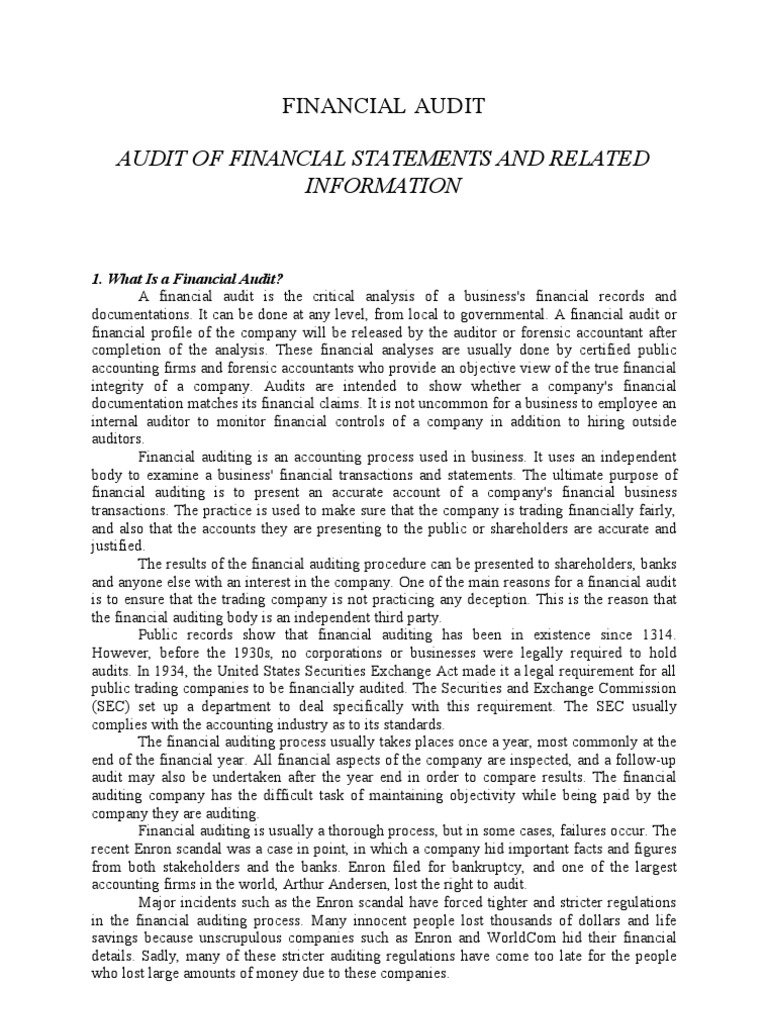 Financial Audit | Financial Audit | Audit