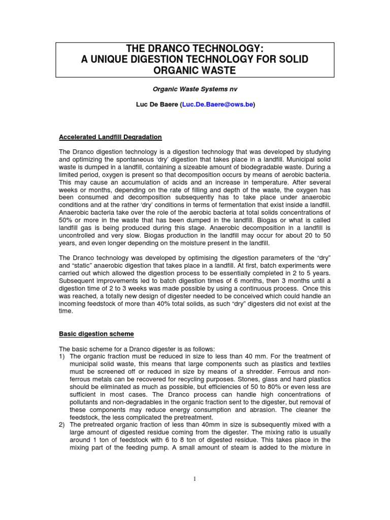 Dranco | PDF | Anaerobic Digestion | Biogas