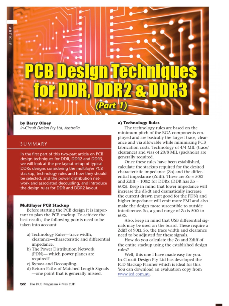 PCB Design Techniques For DDR, DDR2 & DDR3: (Part 1) | PDF | Computer Hardware | Electrical ...