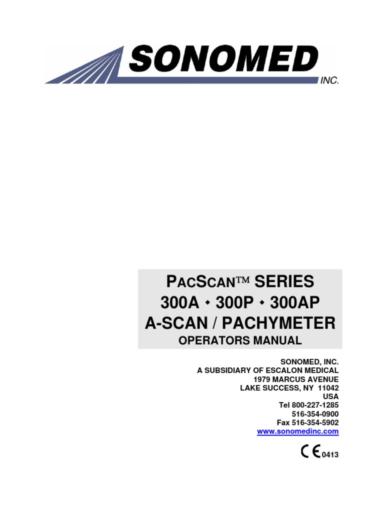 Sonomed 300 Series Manual | PDF | Vision | Eye