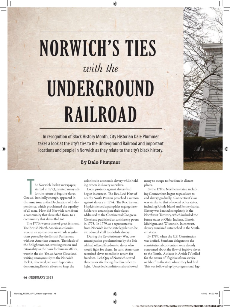 Norwich's Ties With The Underground Railroad | PDF | Underground ...