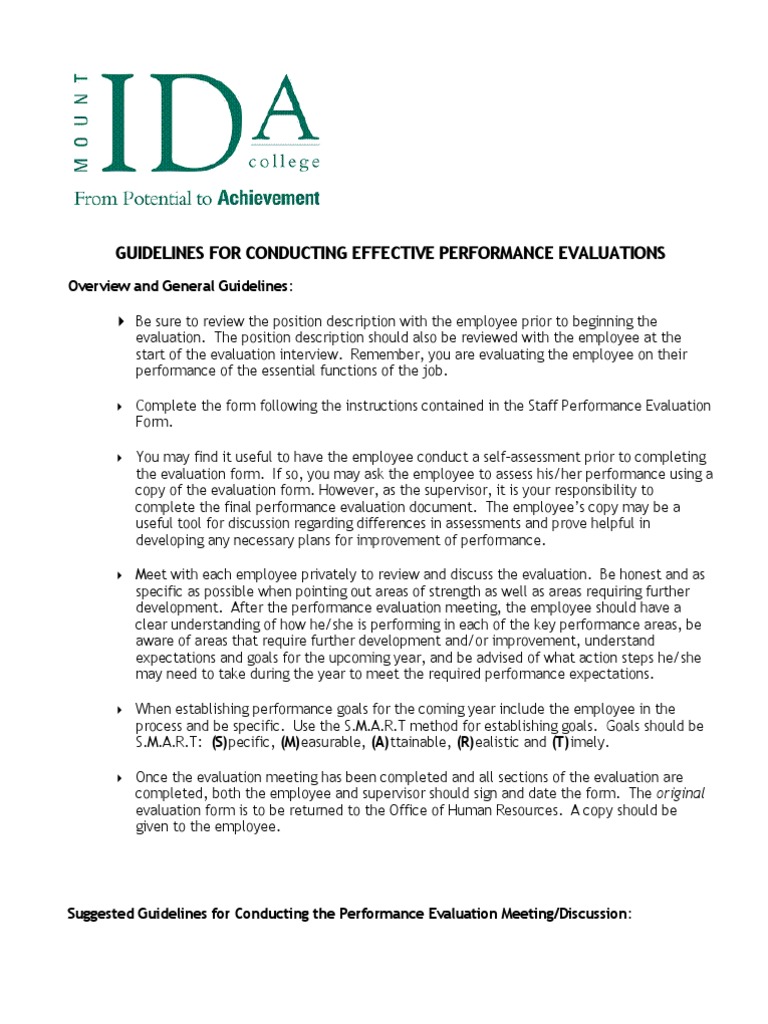 Guidelines For Conducting Effective Performance Evaluations: Overview ...