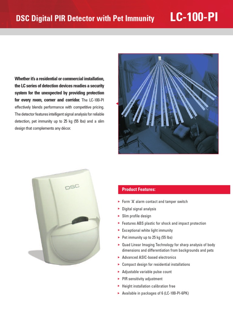 LC-100-PI: DSC Digital PIR Detector With Pet Immunity | Download Free ...