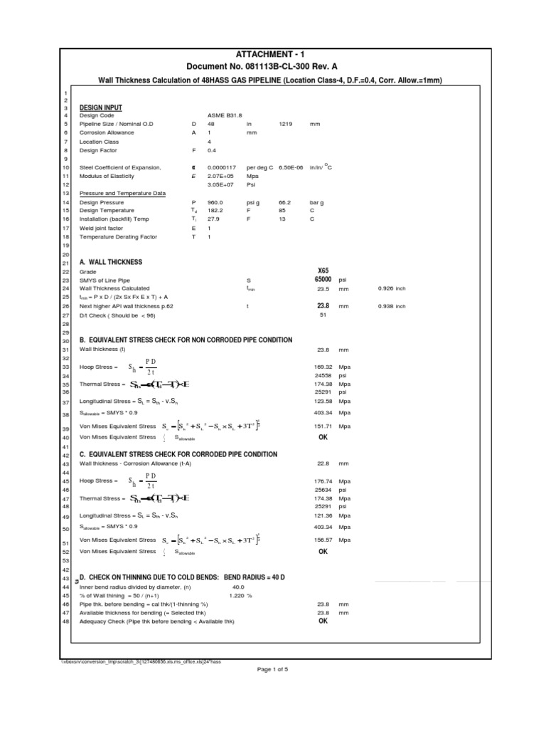 Wall THK Calculation Asme b31.4 | PDF | Pipe (Fluid Conveyance) | Young ...