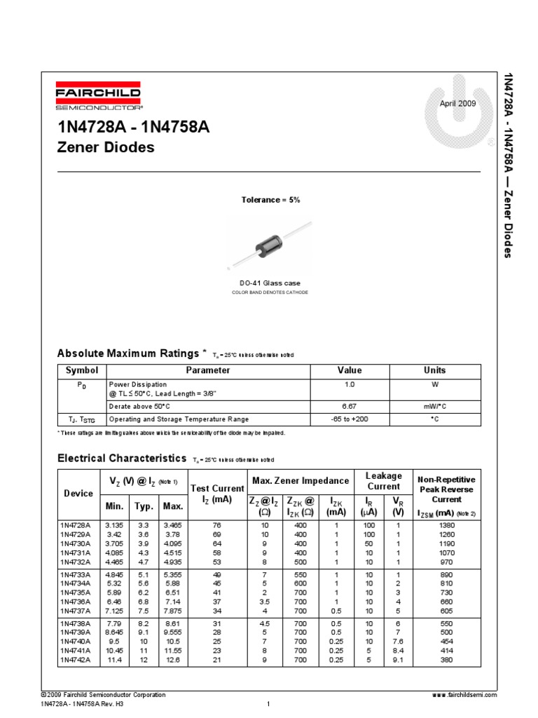 1N4742A | PDF | Diode | Semiconductor Devices