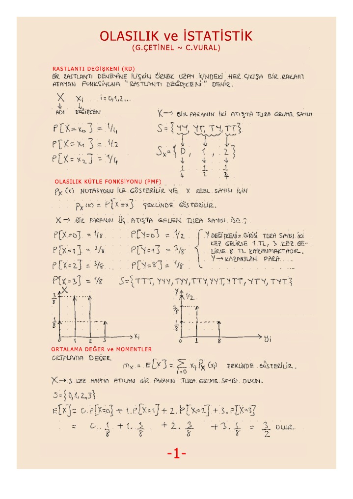 OLASILIK Ve İSTATİSTİK DERS NOTLARI | PDF