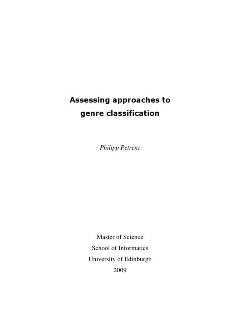 Assessing Approaches To Genre Classification Pdf Statistical
