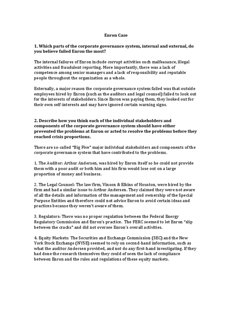 Enron Case Study | PDF | Corporate Governance | Enron