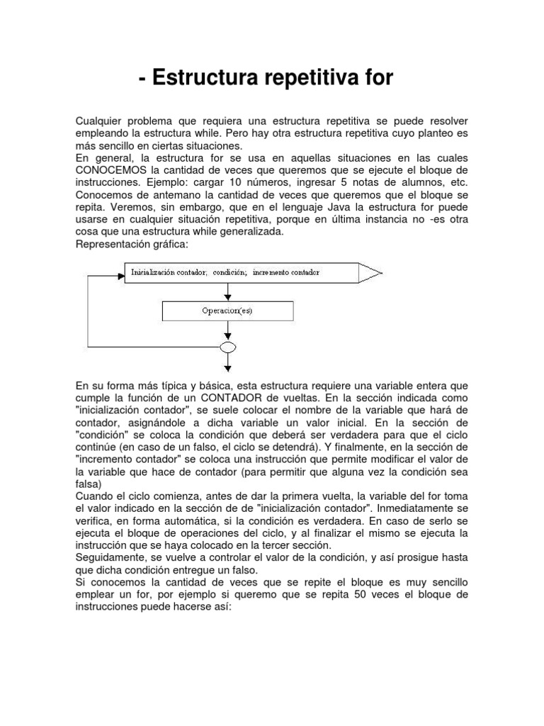 Estructura Repetitiva For | PDF | Programa de computadora | Programación