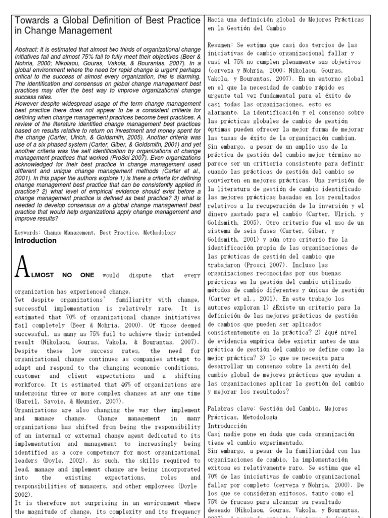 Global Definition of Best Practice in Change Management | PDF ...