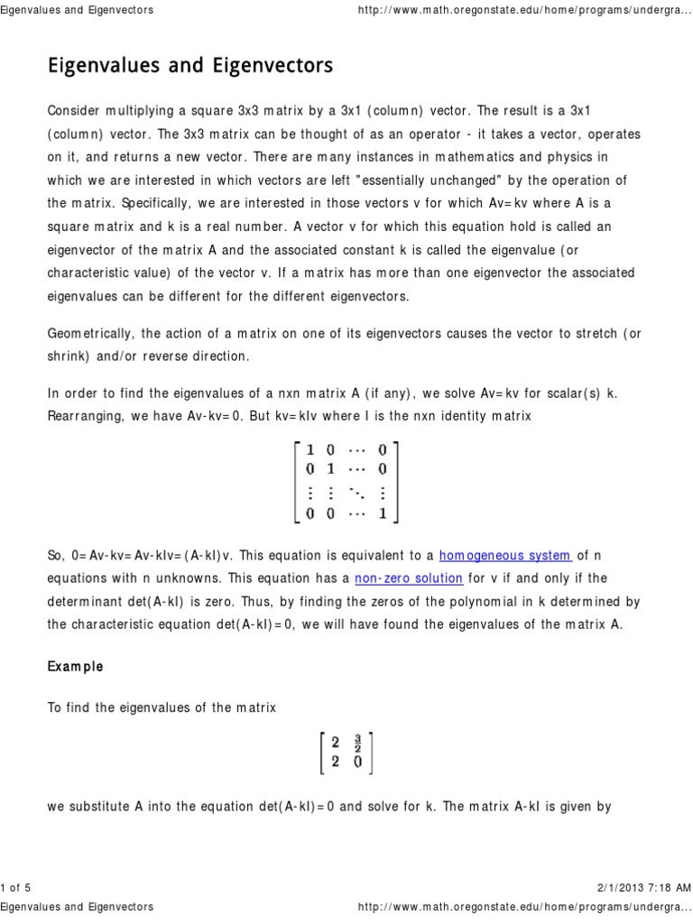 Eigenvalues and Eigenvectors | Download Free PDF | Eigenvalues And Eigenvectors | Matrix ...