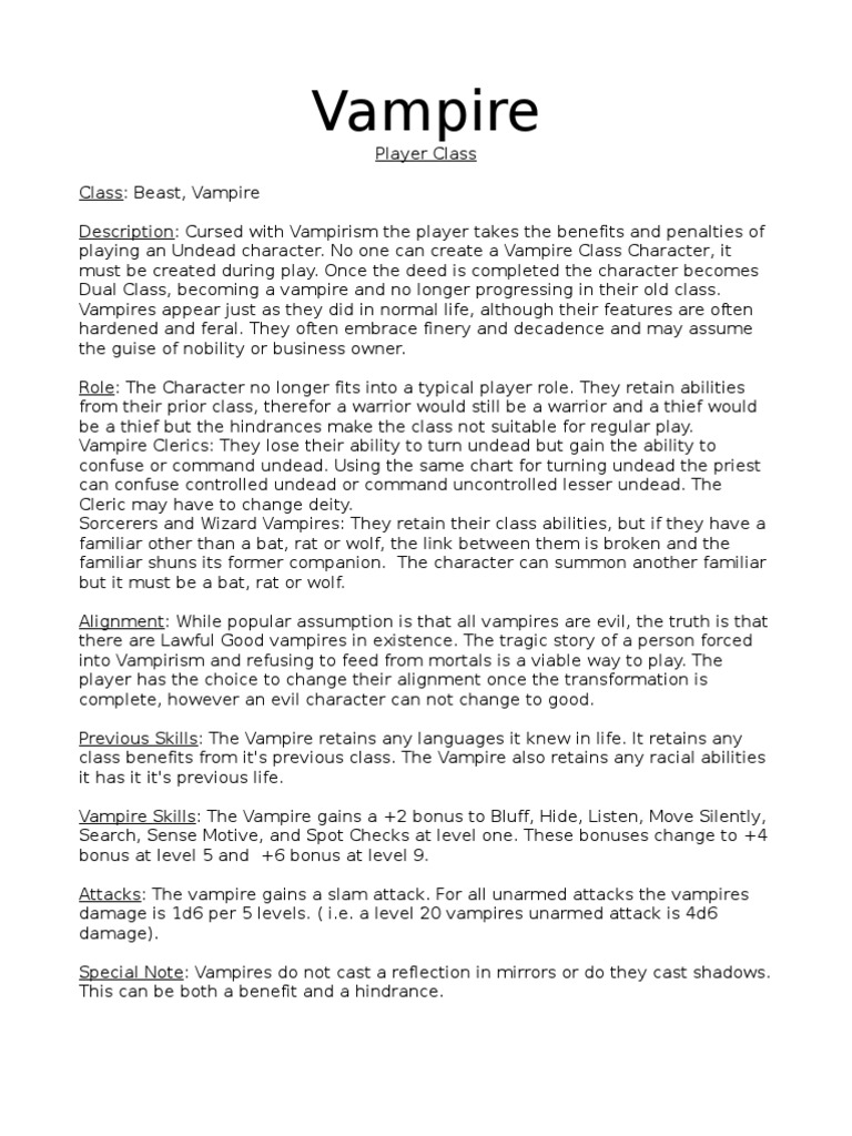 Vampire Class | PDF | Vampires | Leisure