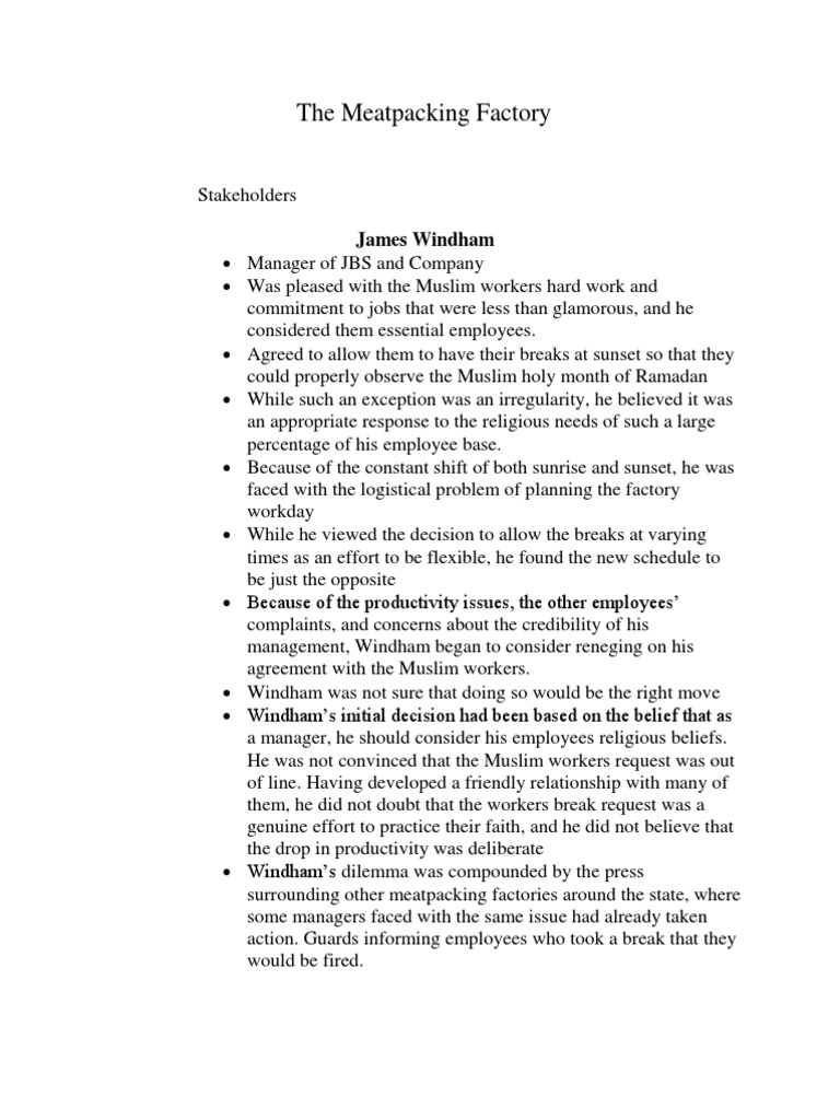 The MeatPacking Factory | PDF | Employment | Religion And Belief