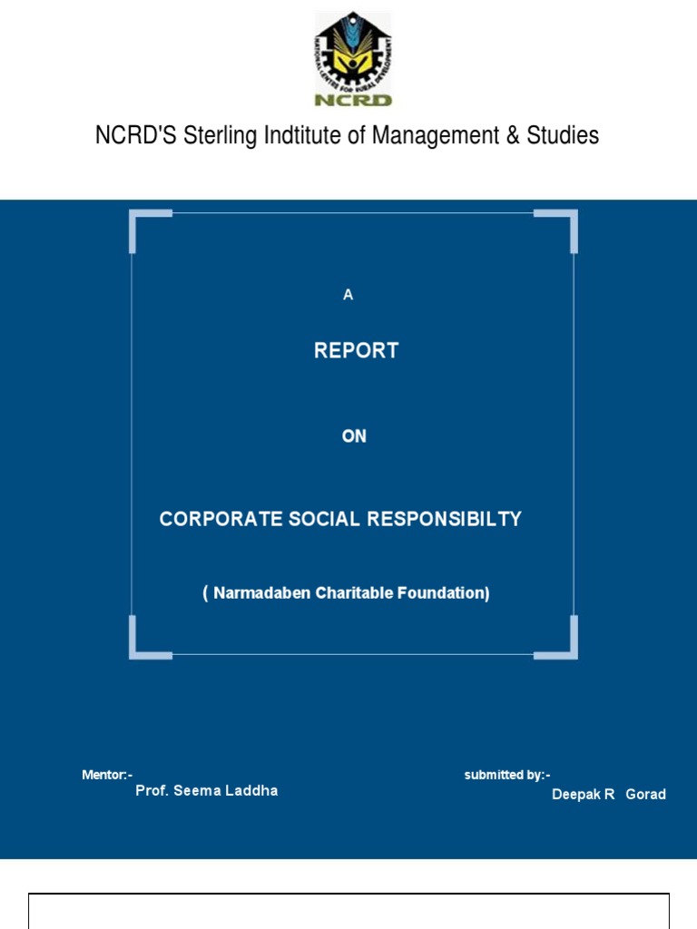 NCRD'S Sterling Indtitute of Management & Studies: Corporate Social ...