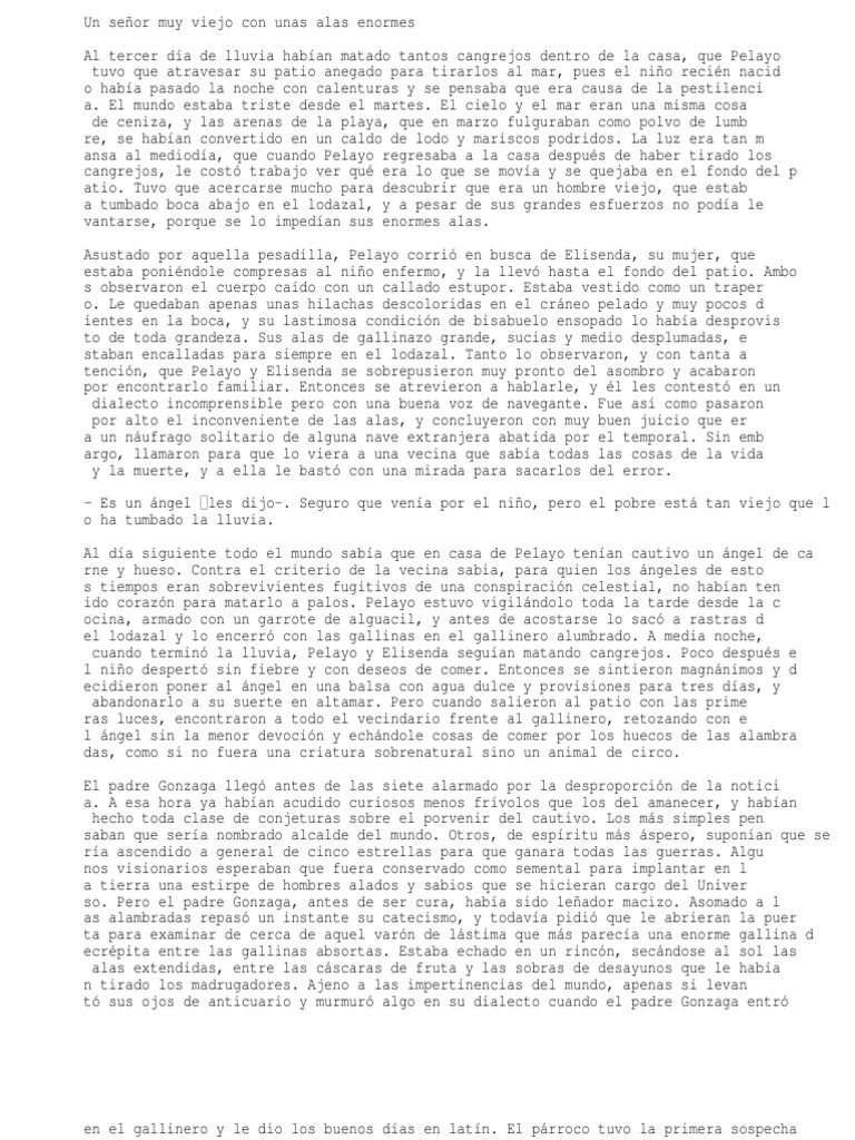 Gabriel GARCÍA MÁRQUEZ - Un señor muy viejo con unas alas enormes | PDF ...