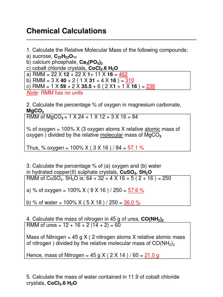 Chemical Calculations | Molecules | Chemical Compounds